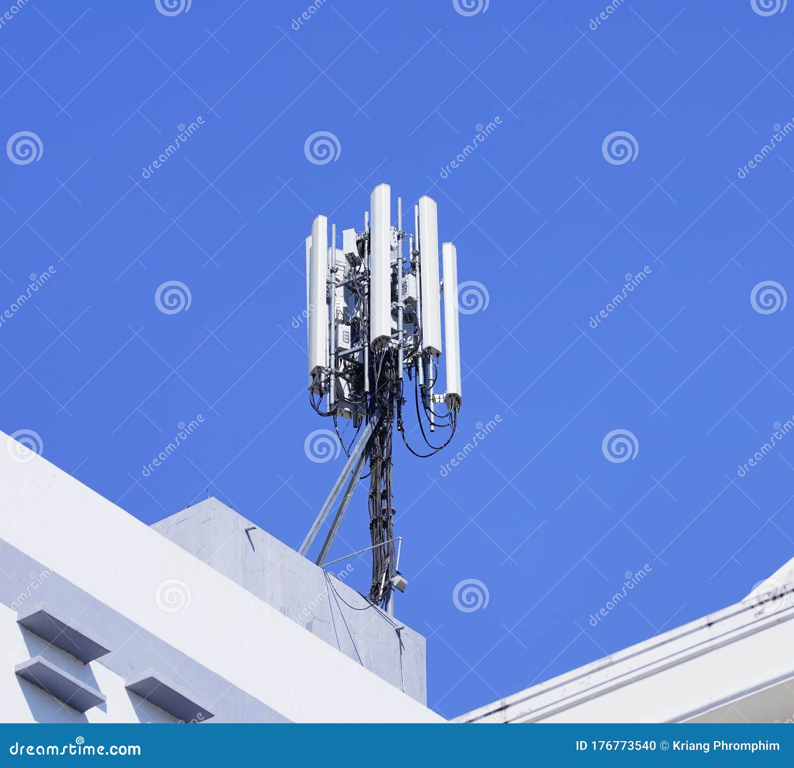 Telecommunication Tower of 4G and 5G Cellular. Base Station or Base ...