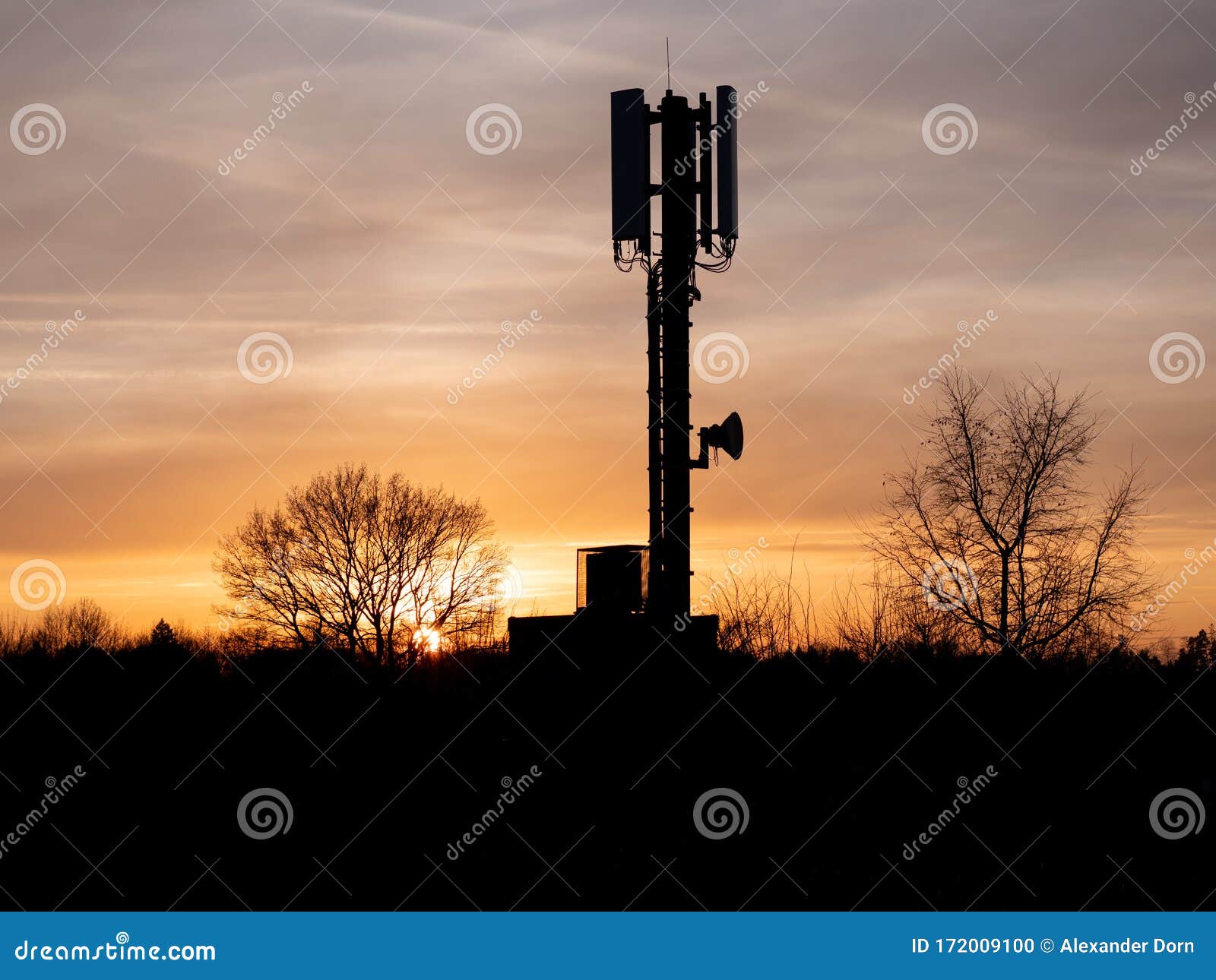 Telecommunication Tower of 4G and 5G Cellular. Base Station or Base ...