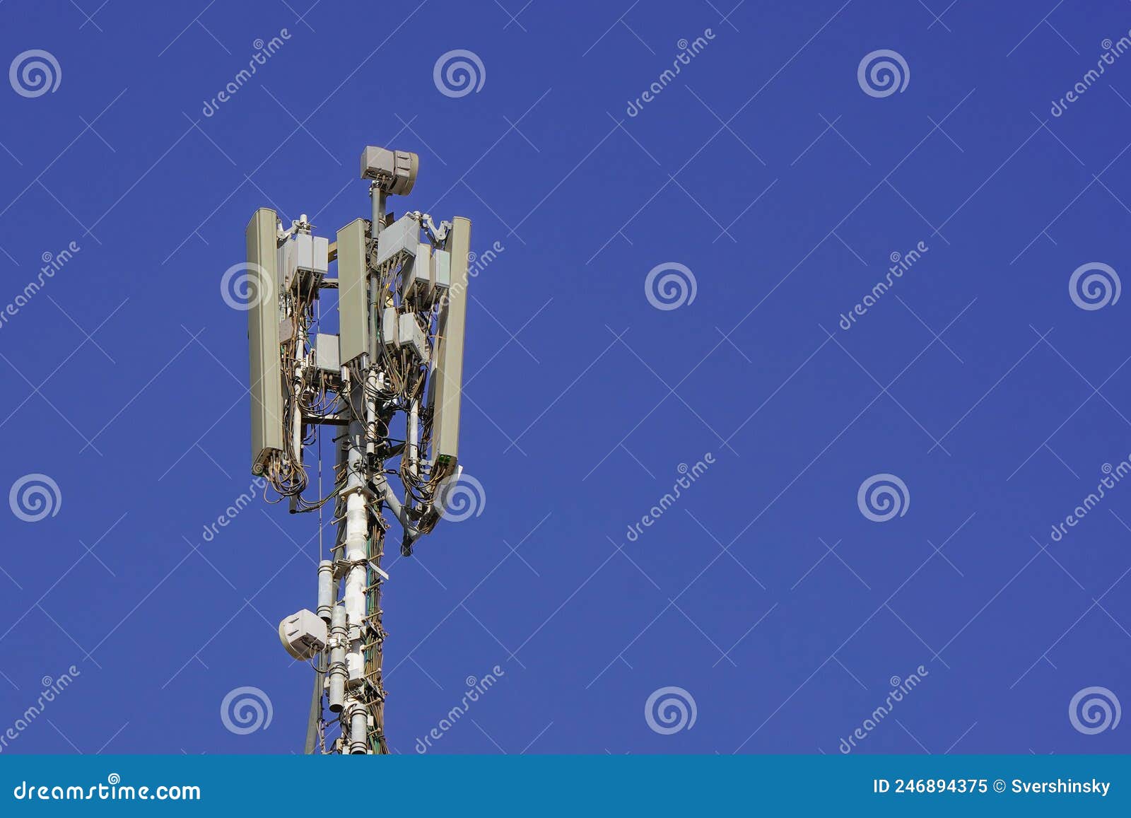 Telecommunication Tower of 4G and 5G Cellular. 5G Tower Centered and ...