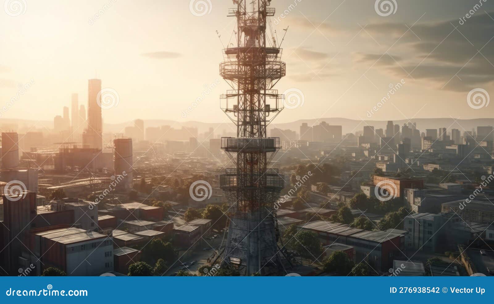 Telecommunication Tower with 5G Cellular Network Anten. Generative AI ...