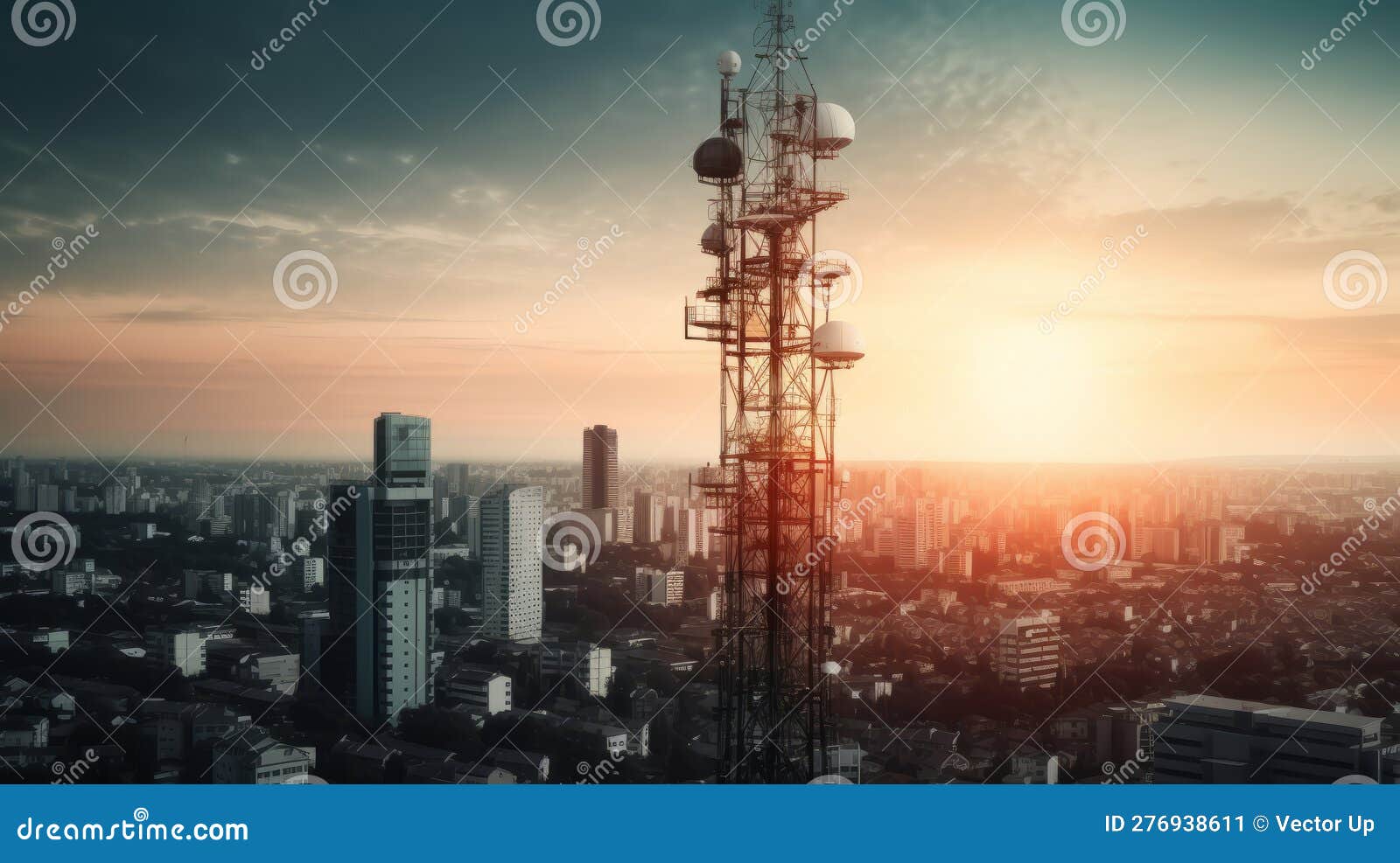 Telecommunication Tower with 5G Cellular Network Anten. Generative AI ...
