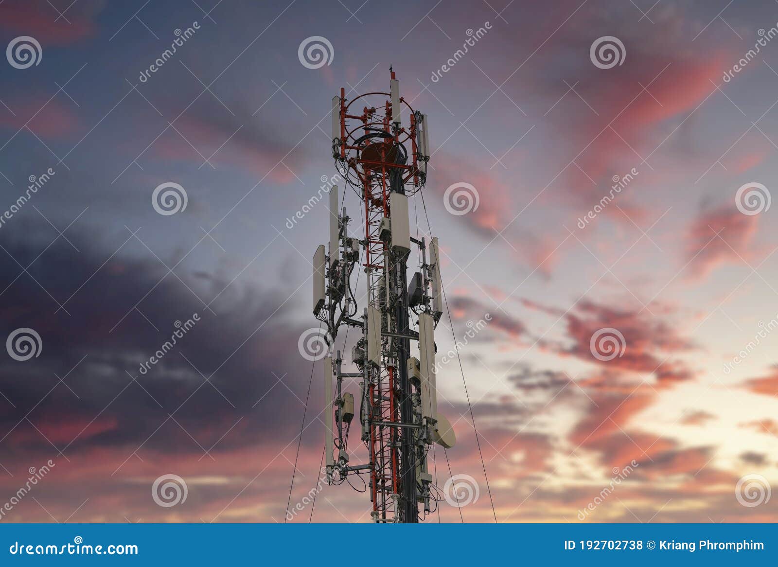 Telecommunication Tower 4G And 5G. Macro Base Station Or Base ...