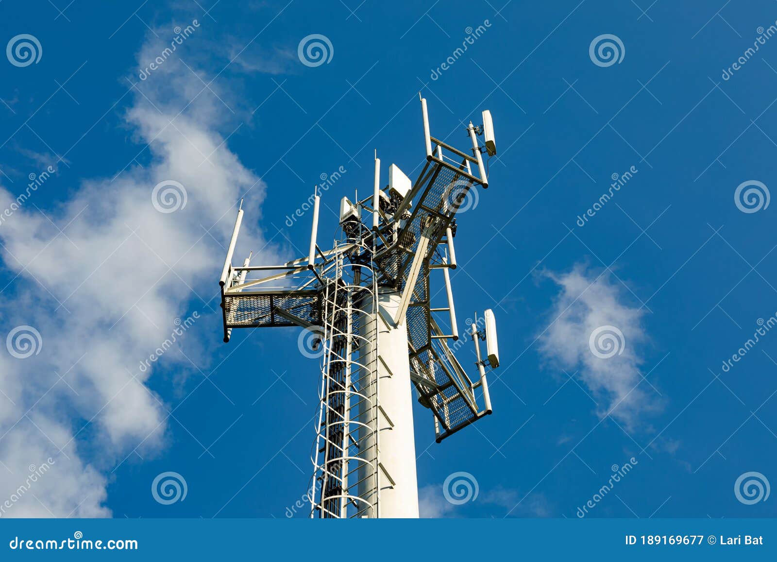 Telecommunication Tower with 4G, 5G Transmitters. Cellular Base Station ...