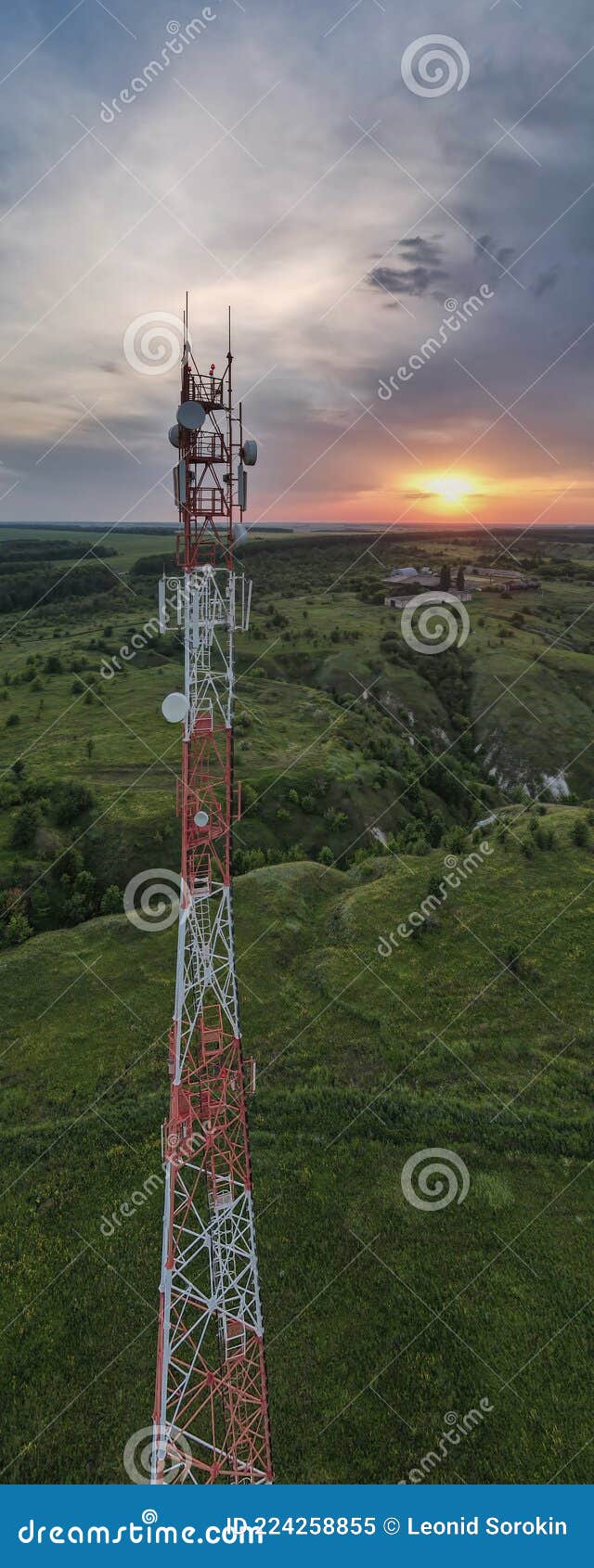 Telecommunication Tower 5G, Vertical Panorama Stock Image - Image of ...