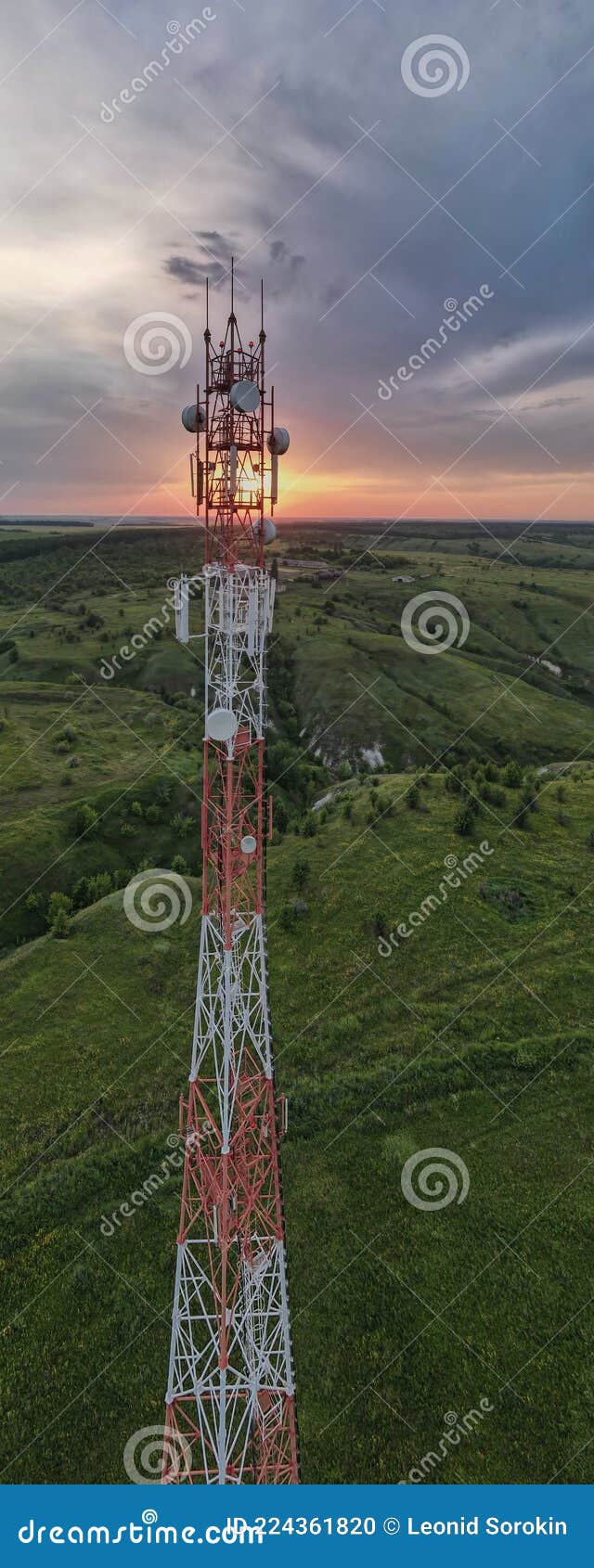 Telecommunication Tower 5G, Vertical Panorama Stock Photo - Image of ...