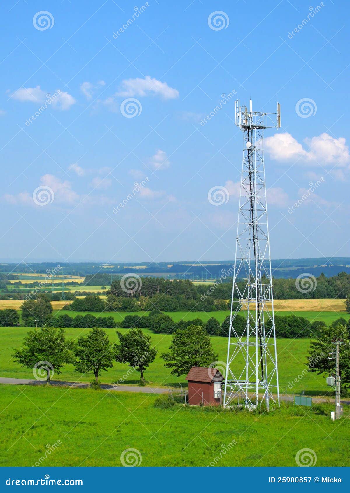 Telecommunication Tower in Landscape Stock Image - Image of industry ...