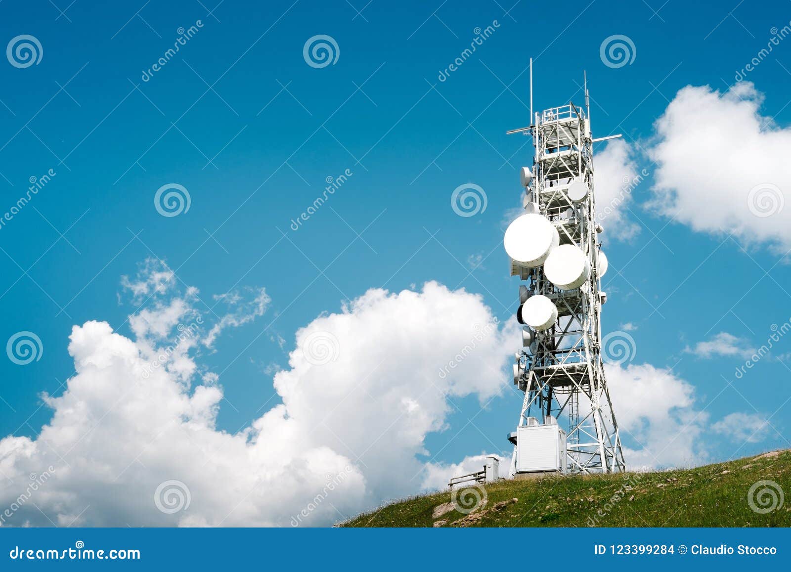 Telecommunication Tower with Many Antennas and Repeaters Stock Photo ...
