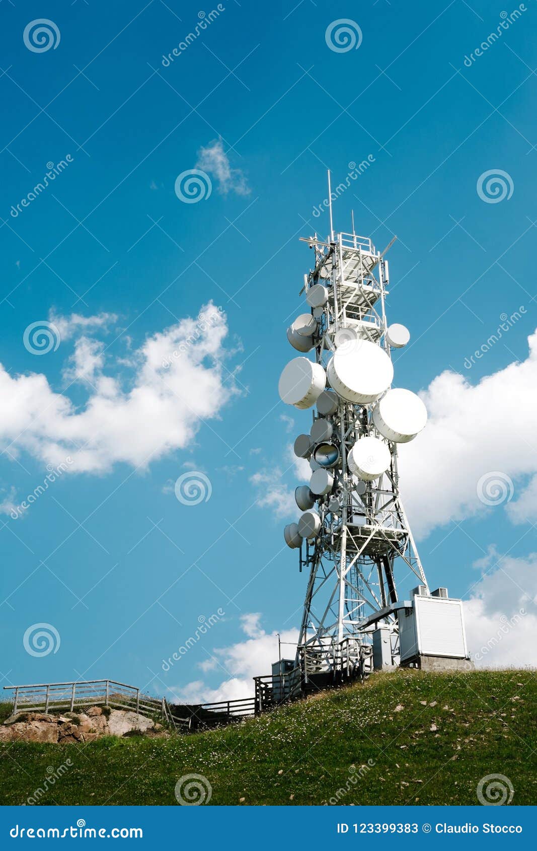 Telecommunication Tower with Many Antennas and Repeaters Stock Image ...