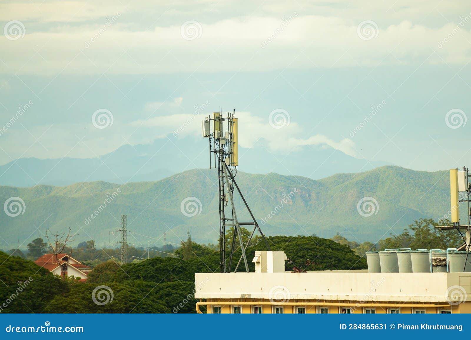 Telecommunication Tower Mobile Phone Communication Repeater Antenna on ...
