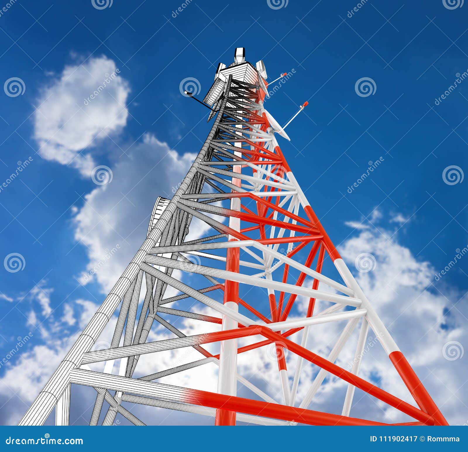 The Telecommunication Tower Stock Illustration - Illustration of ...