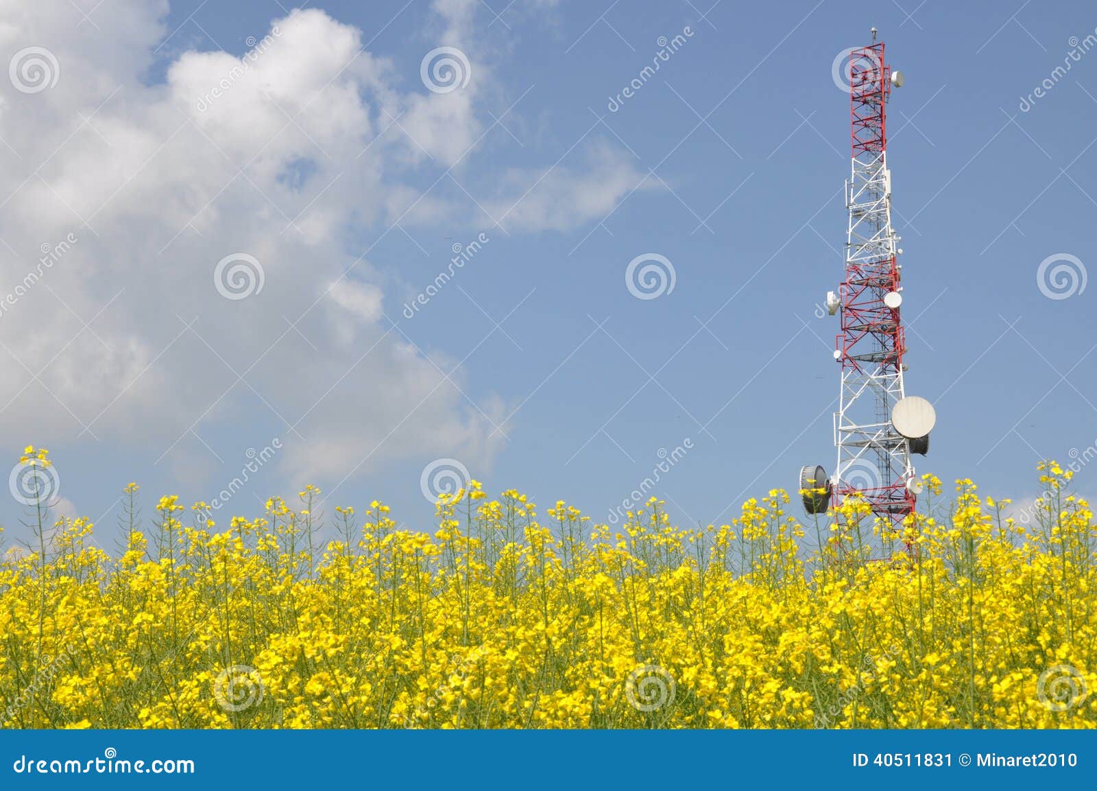 Telecommunication Tower on a Field Stock Image - Image of antenna ...