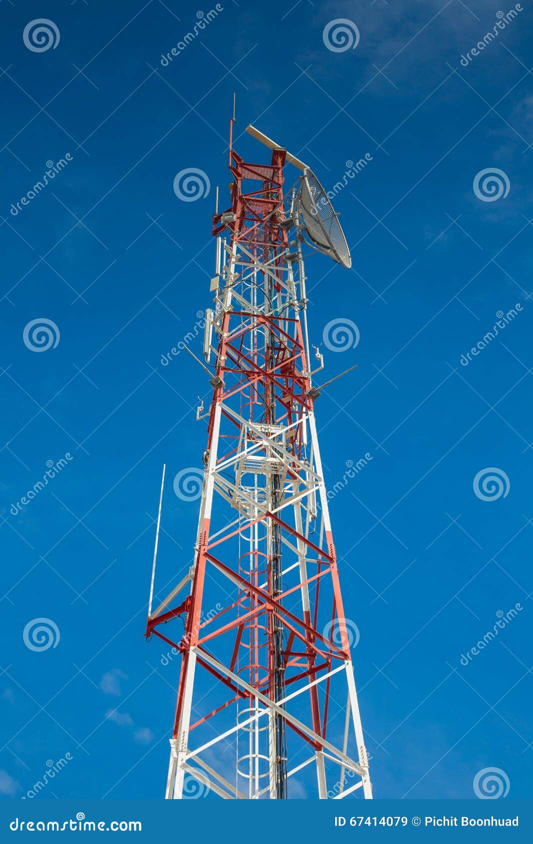 Telecommunication Tower with Satellite and Antenna. Stock Image - Image ...