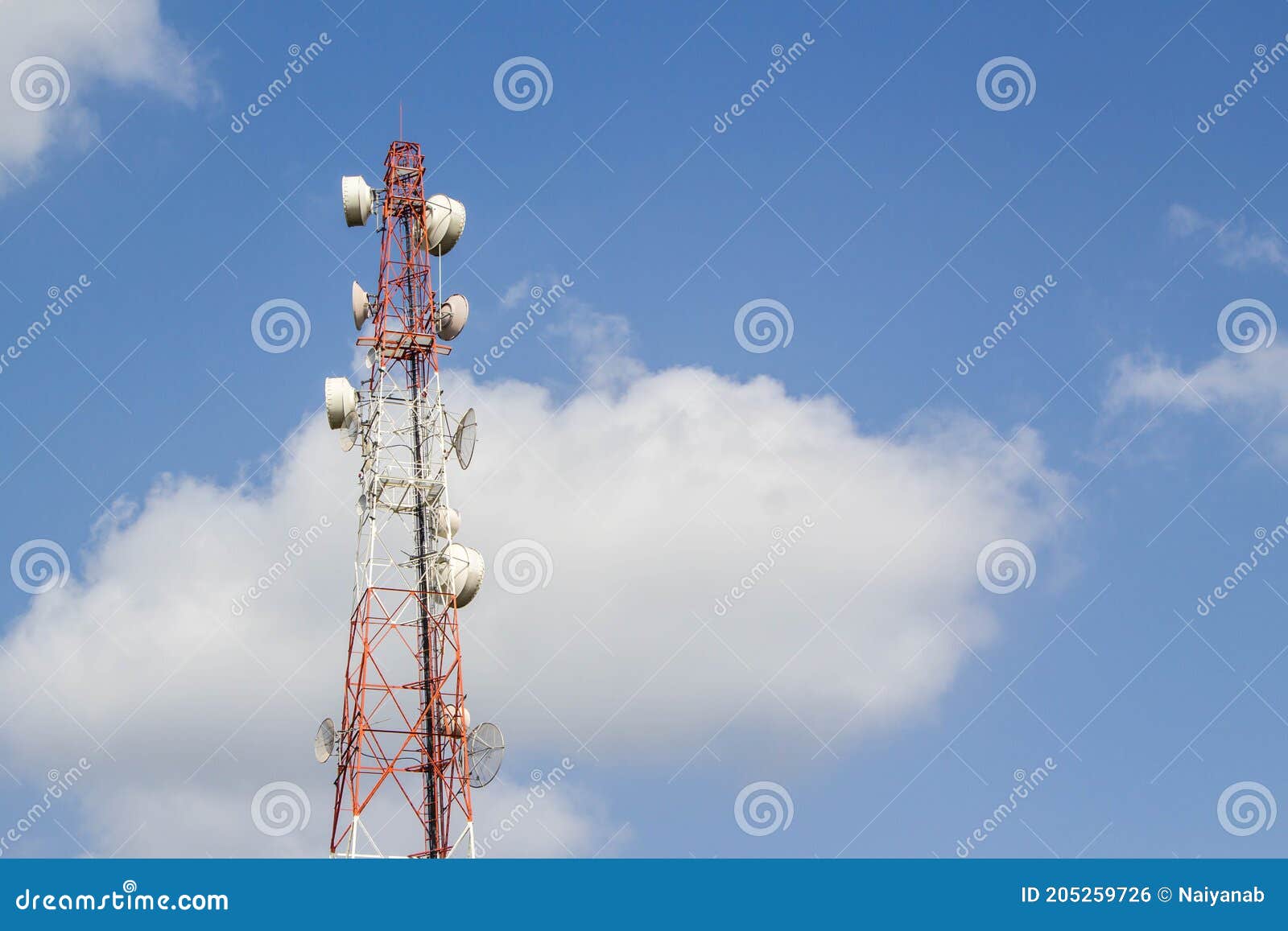 Telecommunication Tower and Satellite Dish Stock Photo - Image of ...