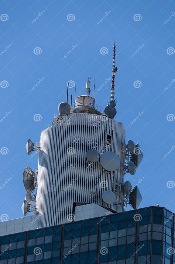 Telecommunication Tower at the Top of Administrative Building Stock ...