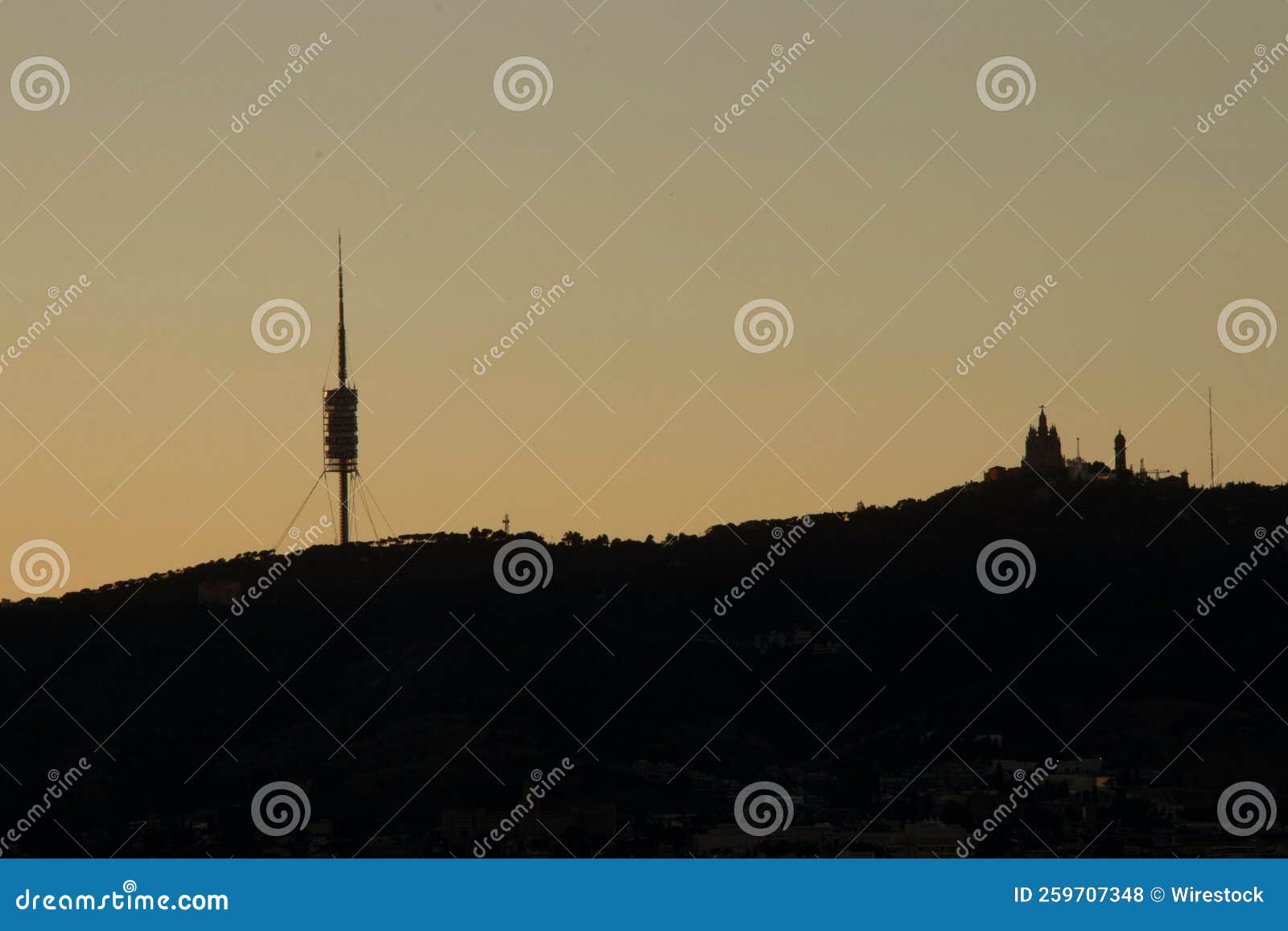 Telecommunication Tower on Top of a Hill during Sunset Stock Photo ...