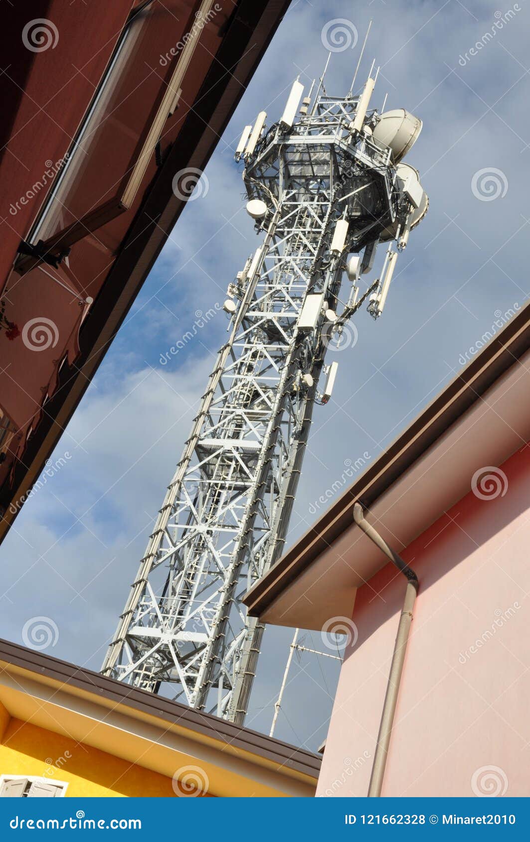 Telecommunication Tower in Urban Space Stock Photo - Image of mobile ...