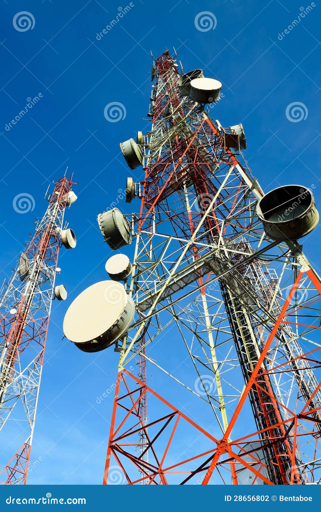 Telecommunication Towers with Blue Sky Stock Photo - Image of digital ...