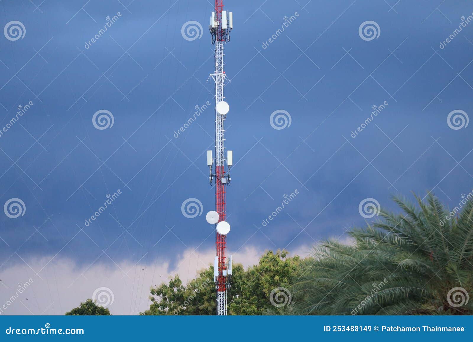 Telecommunication Towers Receive 4G or 5g Signals. Stock Image - Image ...