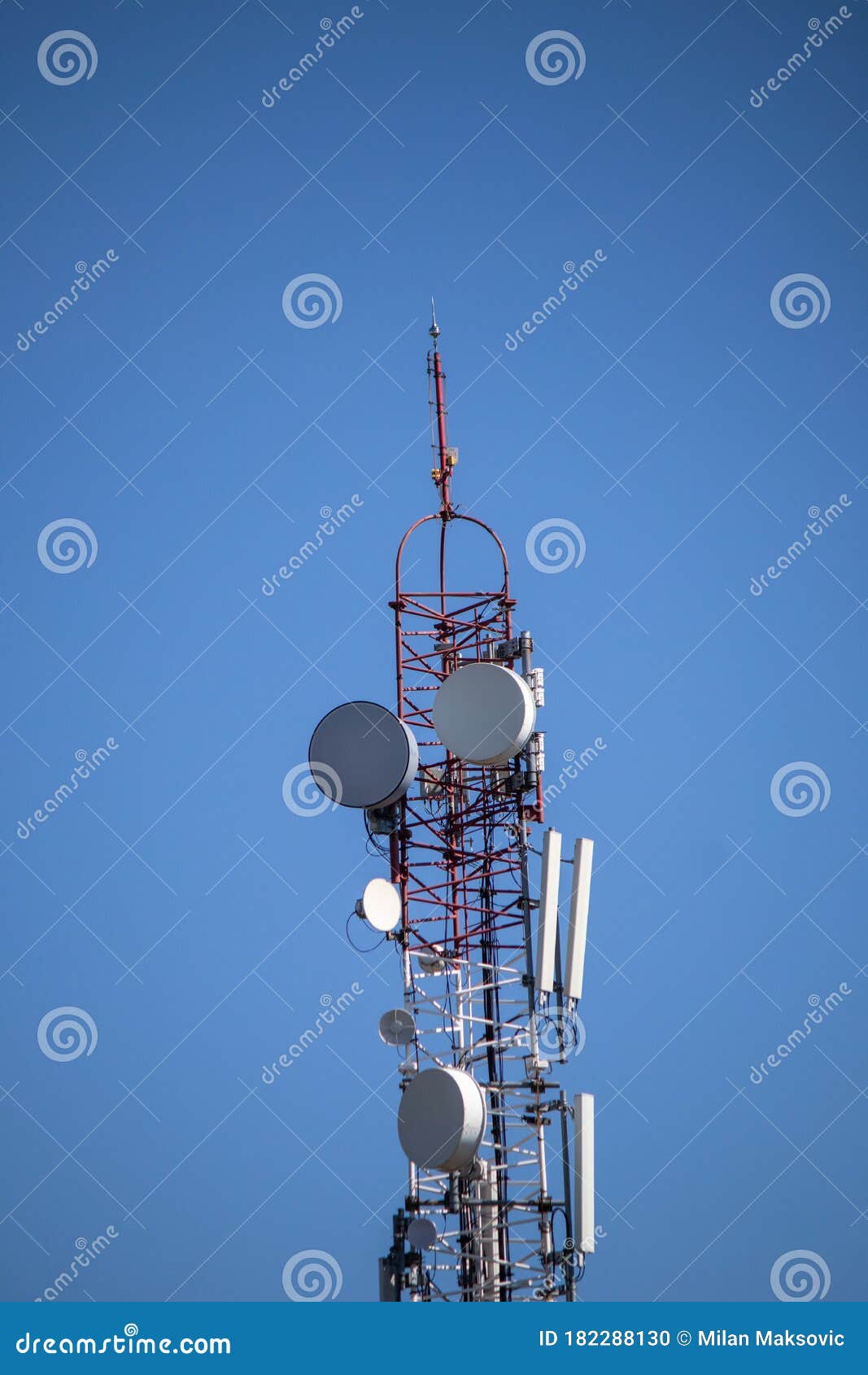 Telecommunication Towers with TV Antennas Stock Photo - Image of future ...