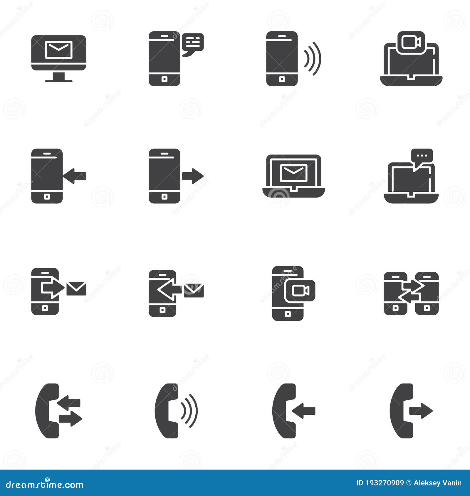 Telecommunication Vector Icons Set Stock Vector - Illustration of flat ...