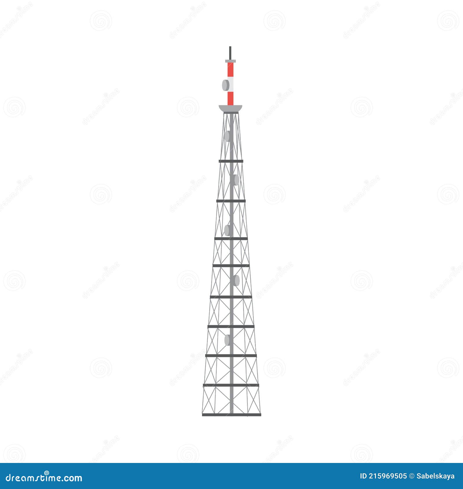 Telecommunication Wireless Connection Tower Flat Vector Illustration ...