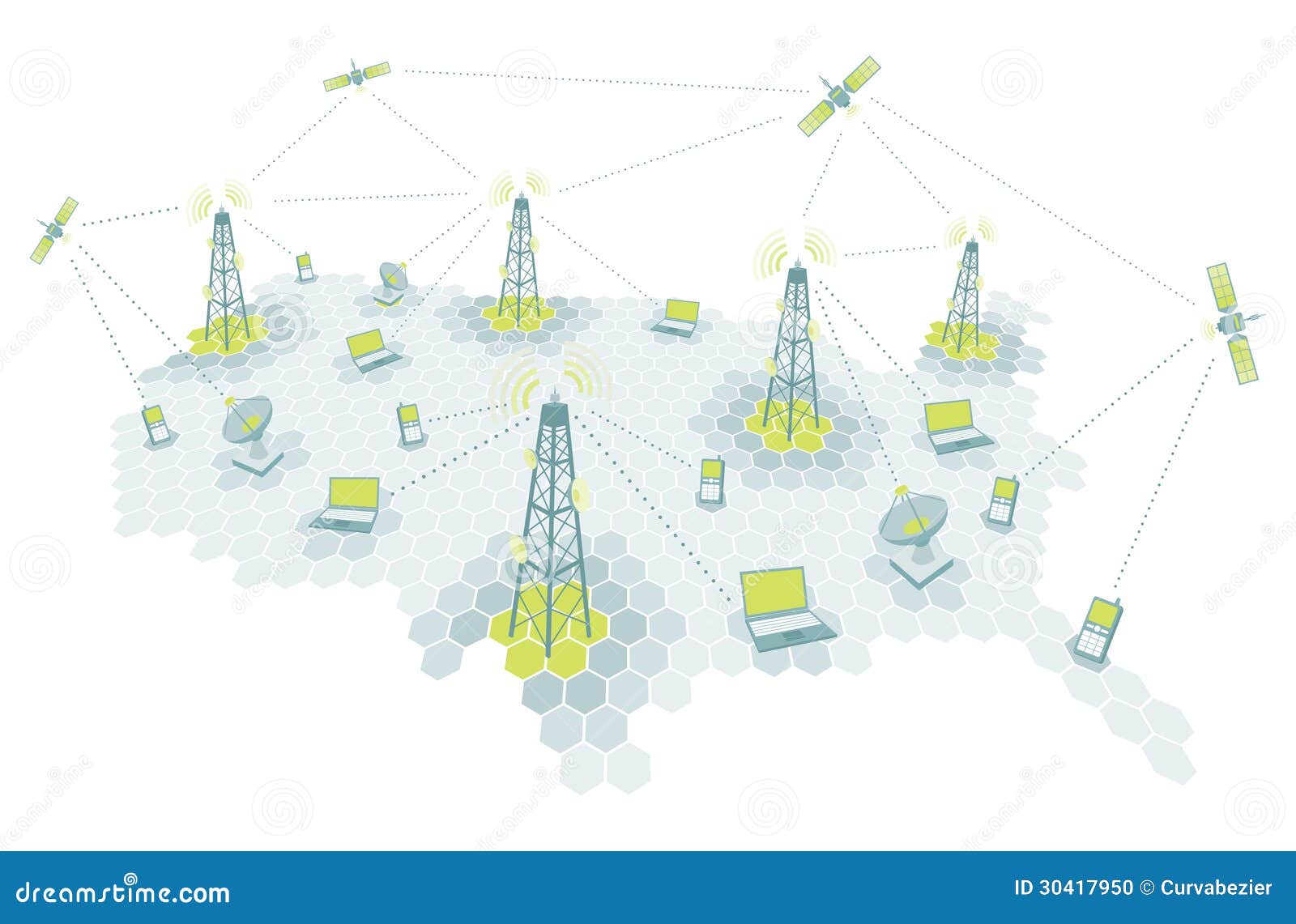 Telecommunication Working Diagram Stock Vector - Illustration of ...
