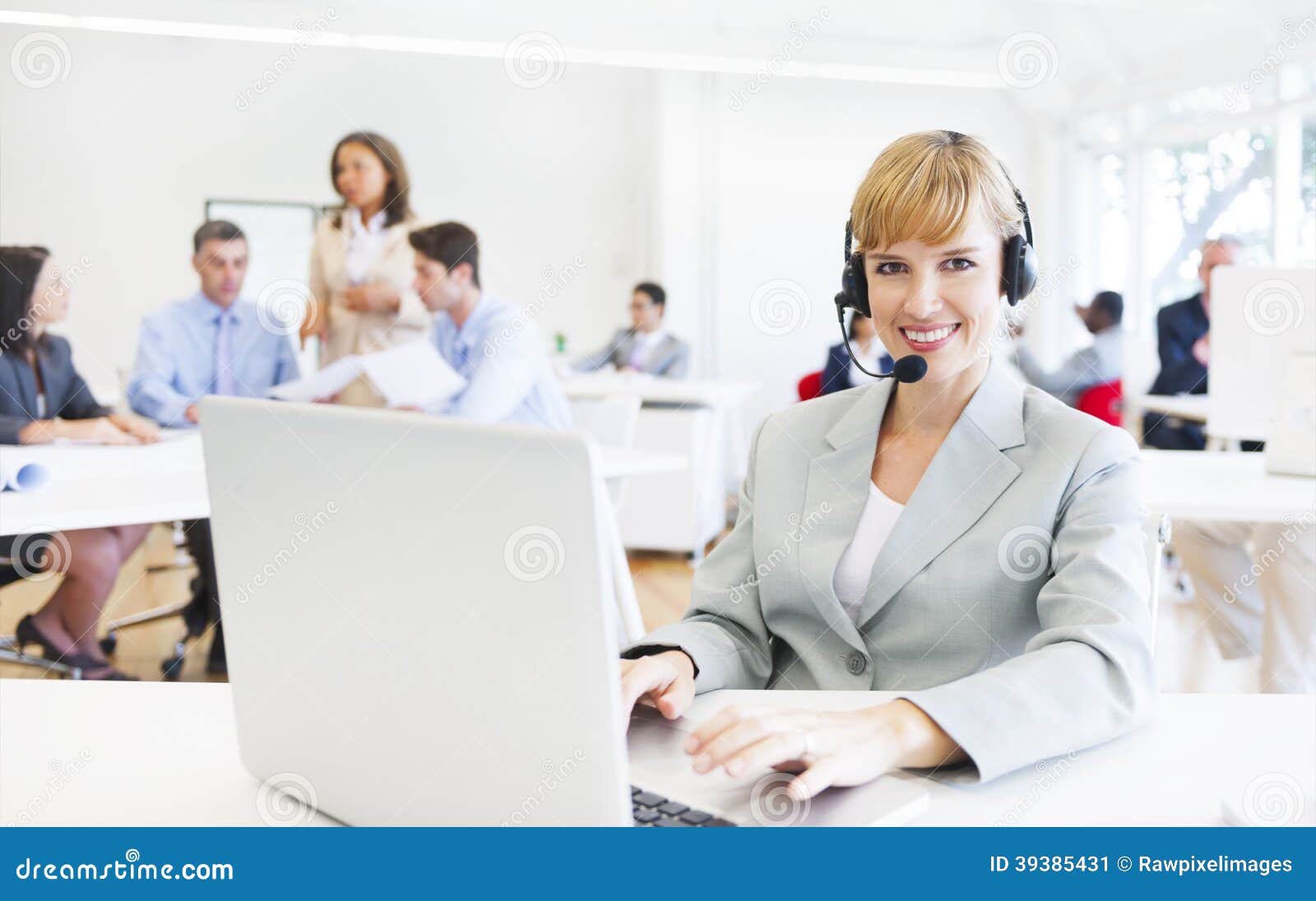 Telecommunications Agent on a Busy Office Stock Image - Image of ...