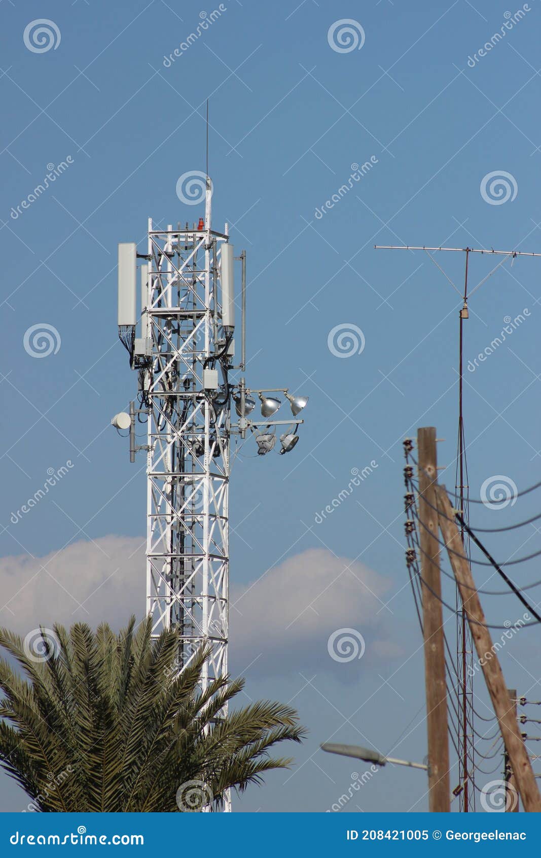 A Telecommunications Antenna on a Tall Pylon Stock Image - Image of ...
