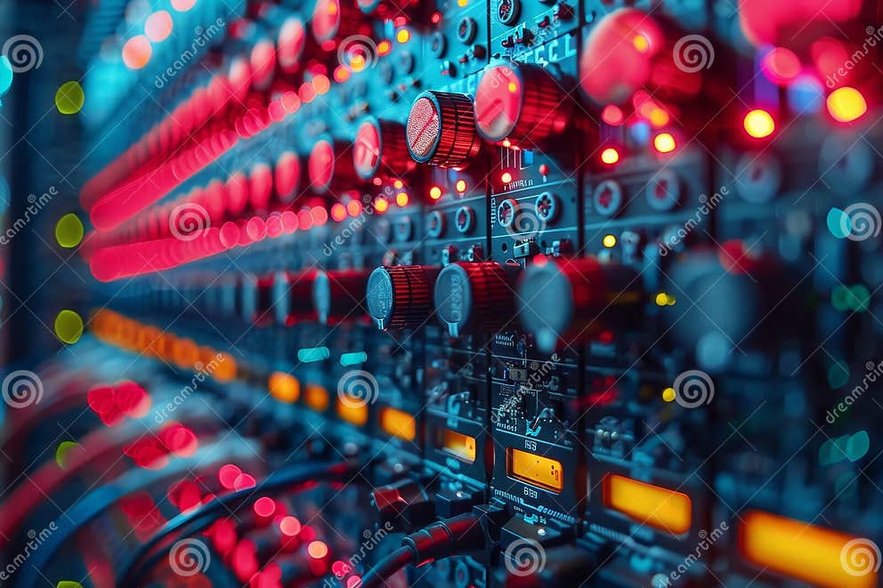 Telecommunications Center Featuring Network Switches, Server Racks, and ...