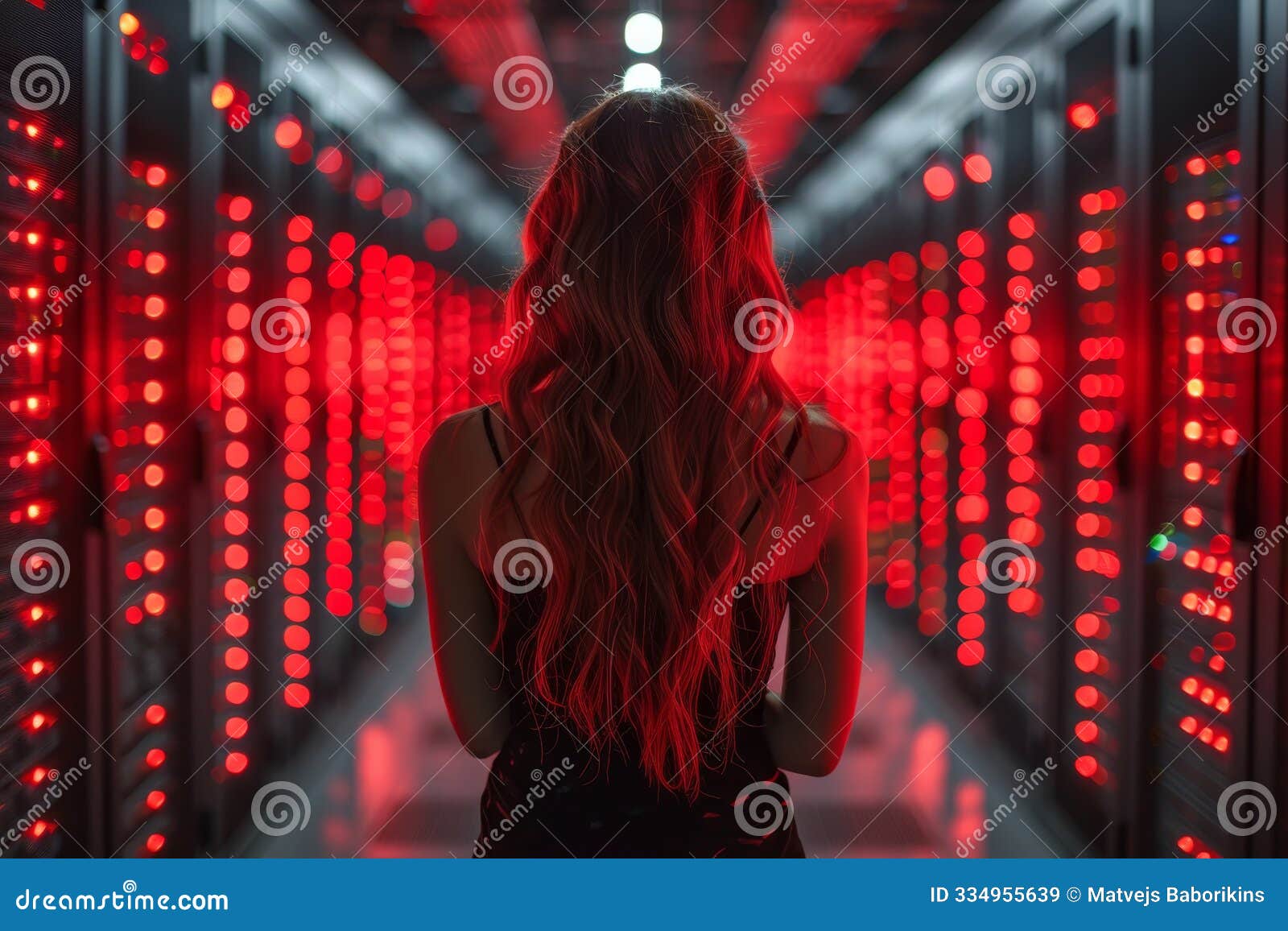 Telecommunications Center with Internet Switch and Woman Managing ...