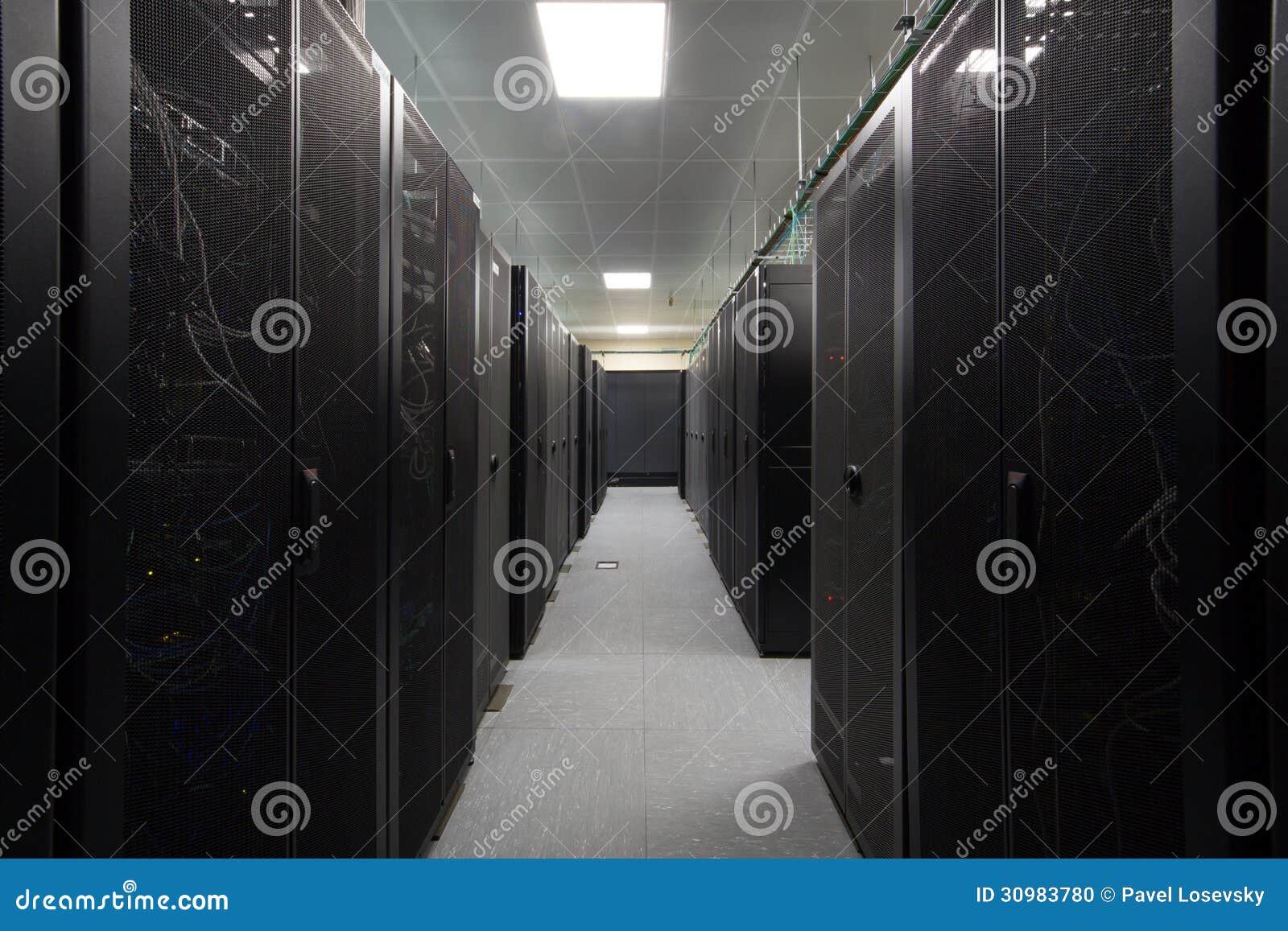 Telecommunications Equipment in the Black Racks Stock Photo - Image of ...