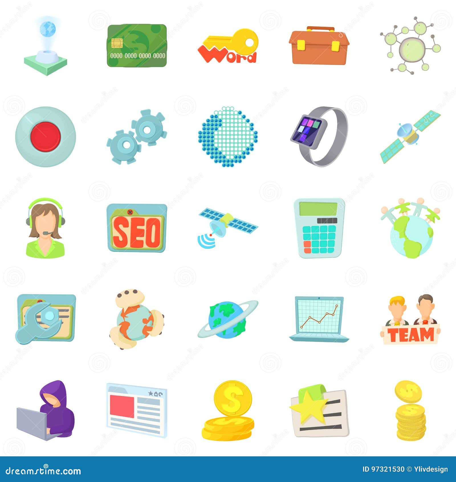 Telecommunications Icons Set, Cartoon Style Stock Vector - Illustration ...