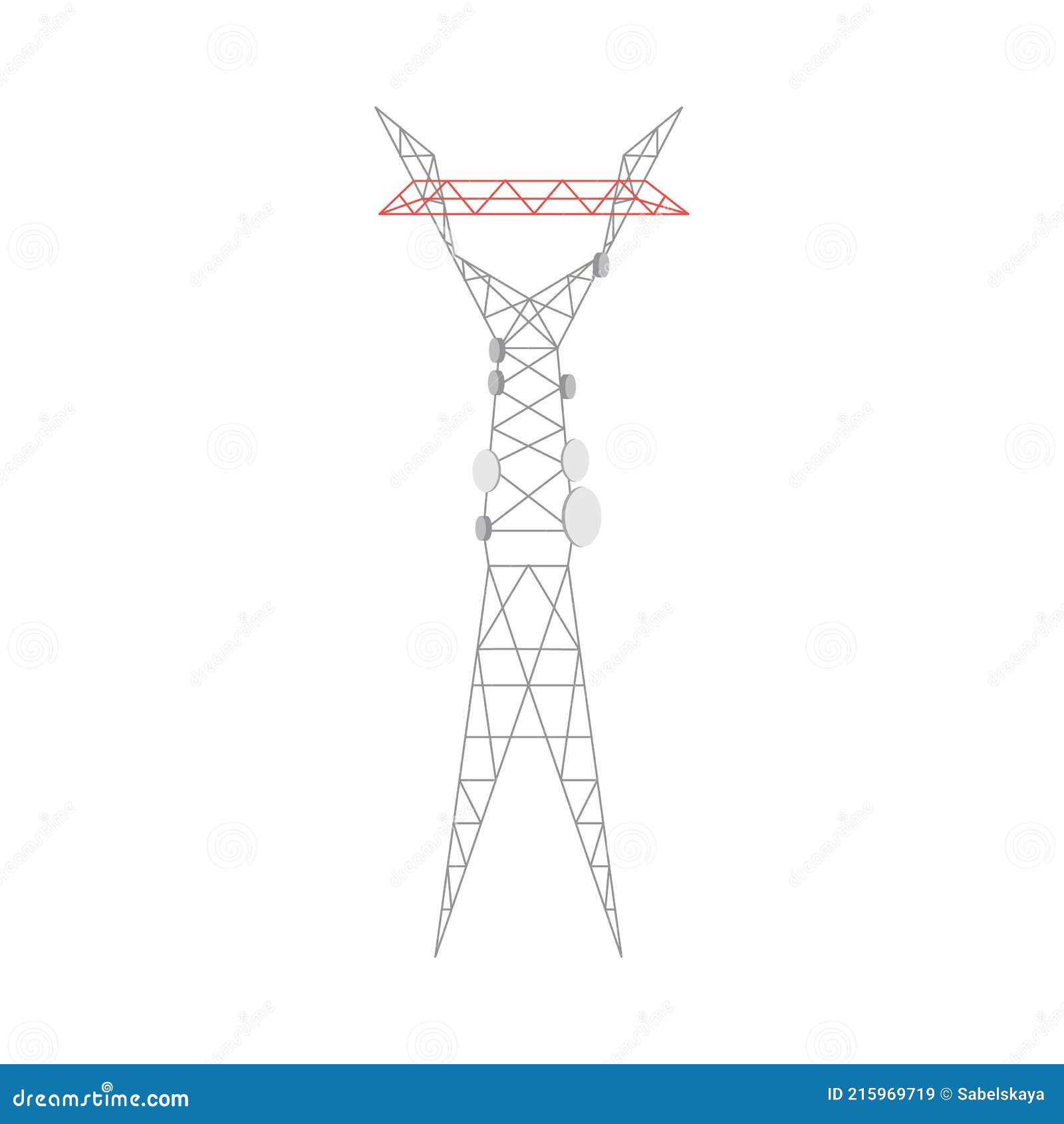 Telecommunications or Mobile Connection Tower Flat Vector Illustration ...