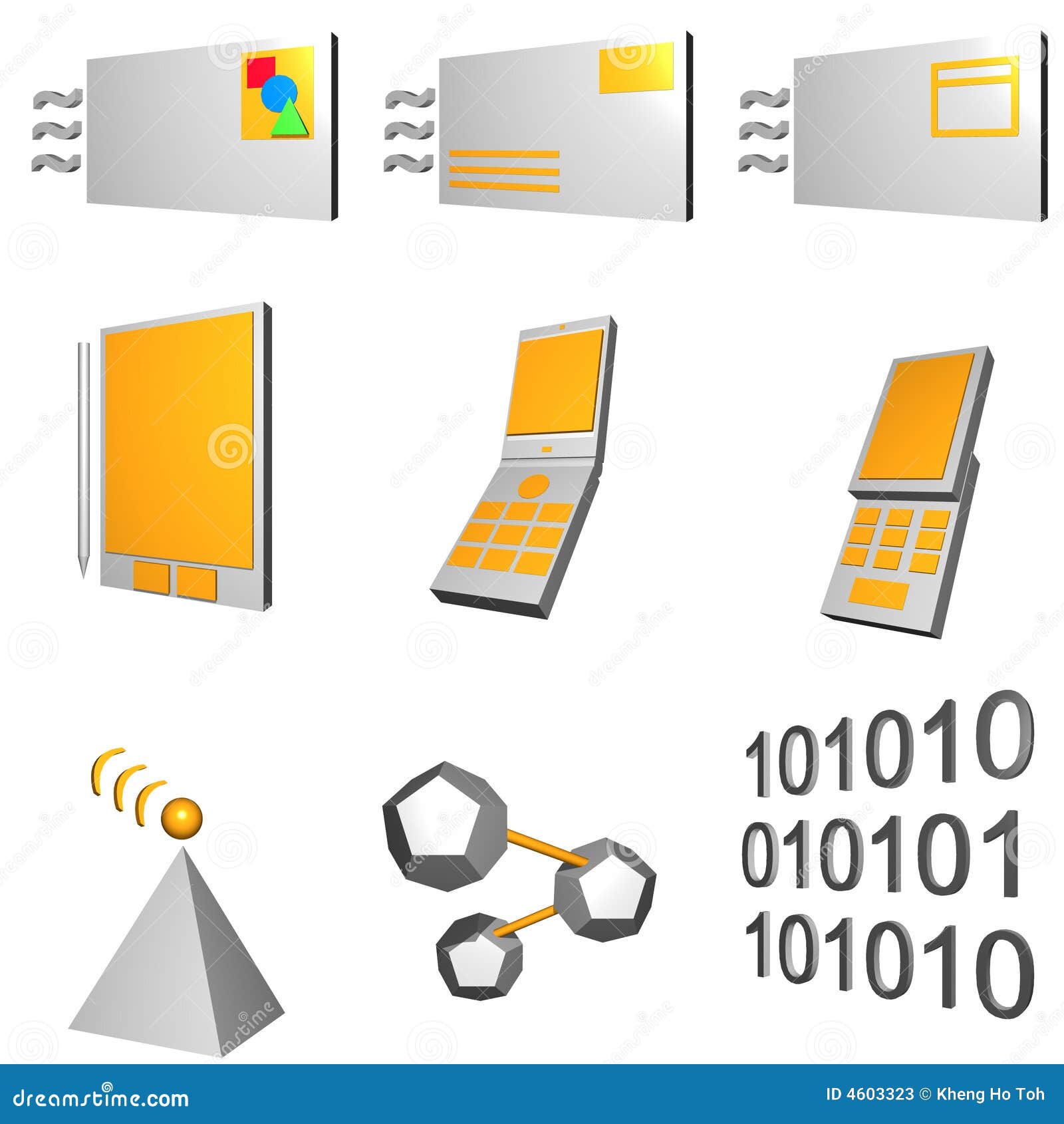 Telecommunications Mobile Industry Icons Set Stock Illustration ...