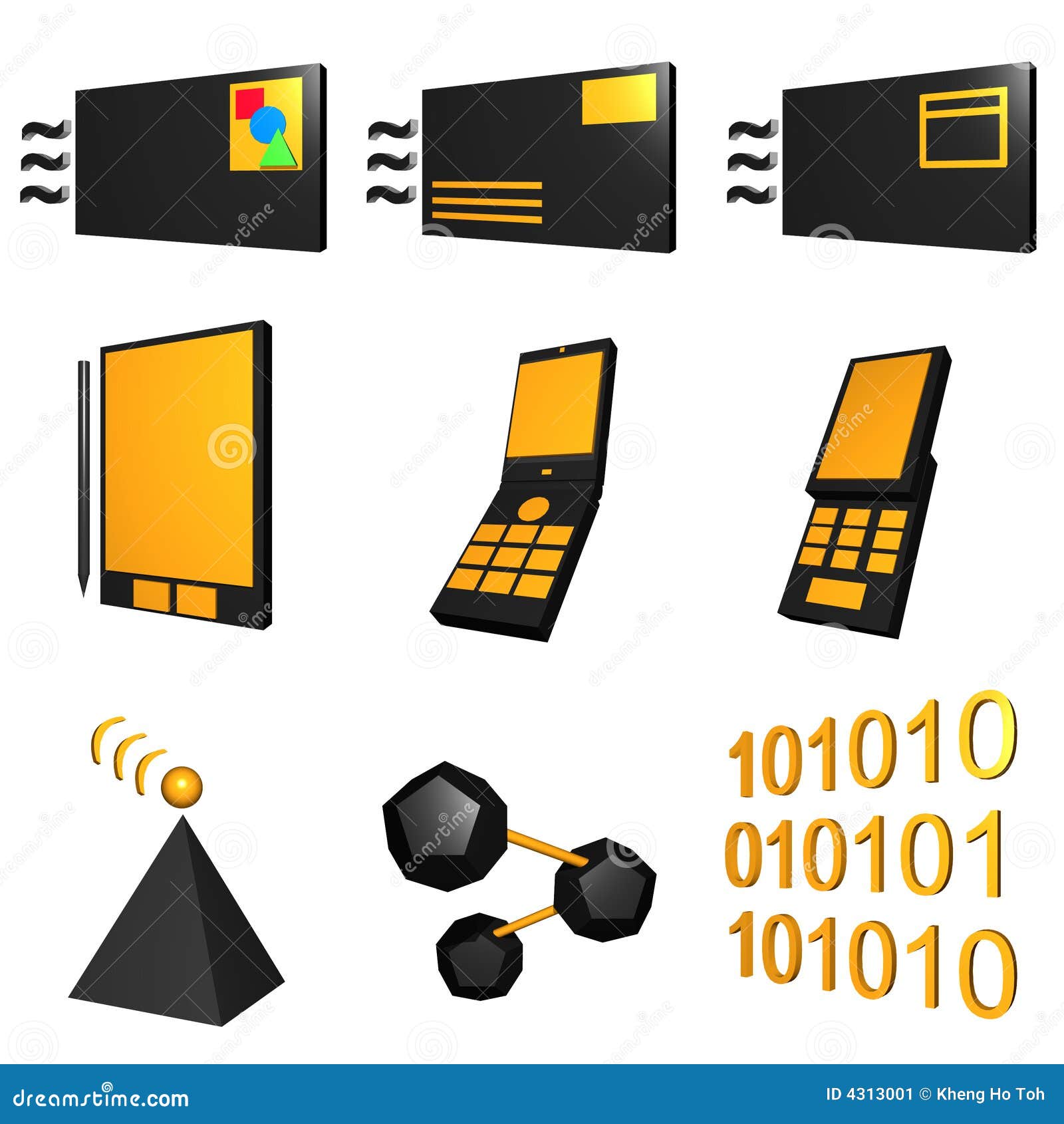 Telecommunications Mobile Industry Icons Set - Bla Stock Illustration ...