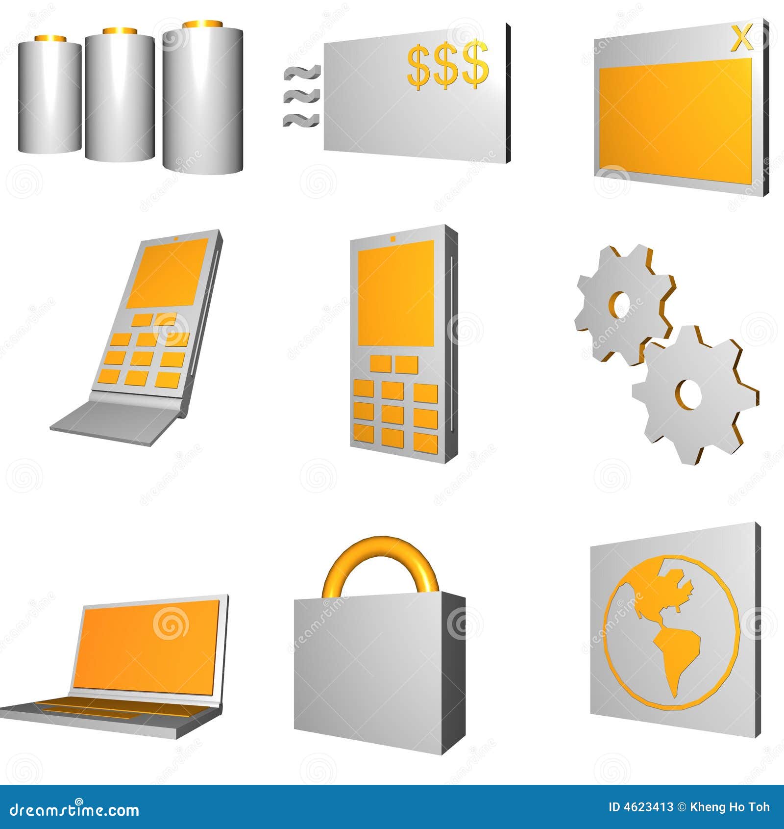 Telecommunications Mobile Industry Icons Set - Gra Stock Illustration ...