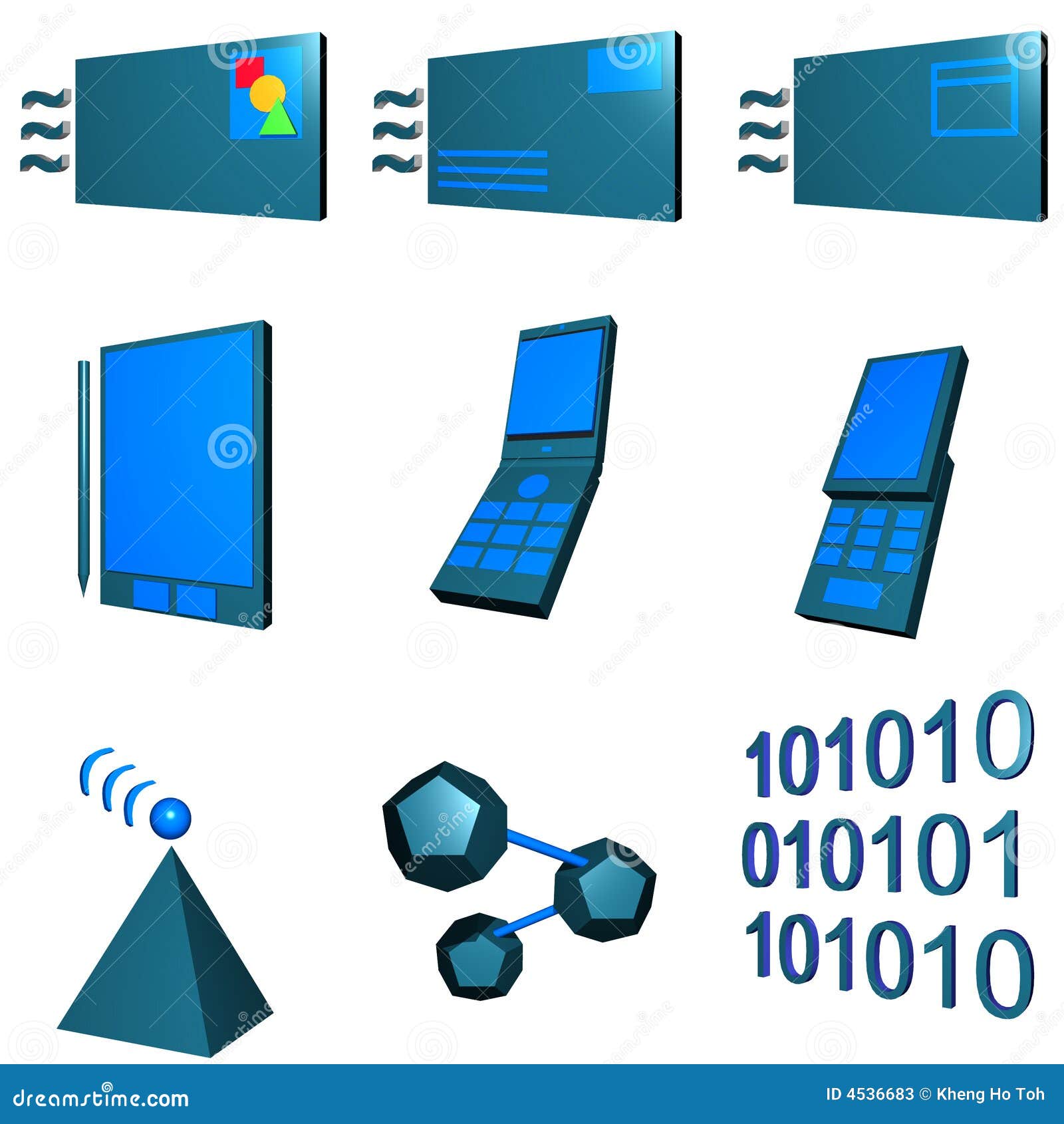 Telecommunications Mobile Industry Icons Set - Gre Stock Illustration ...