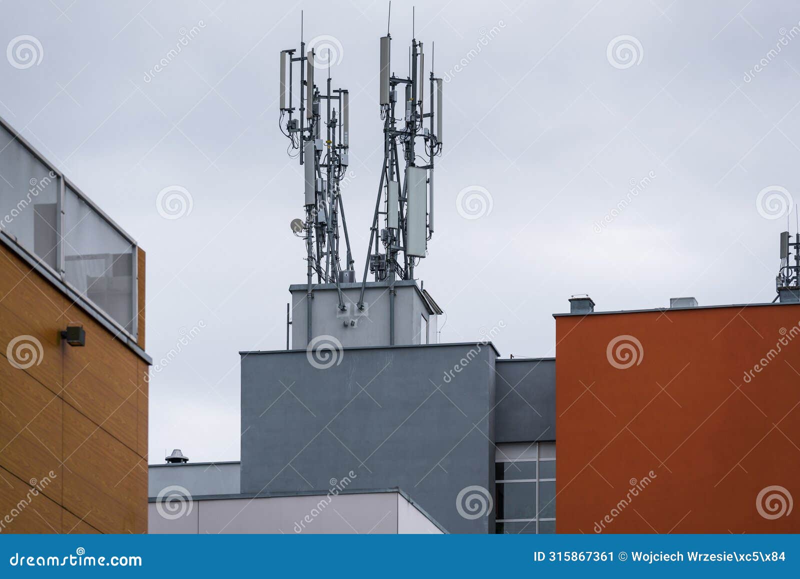 TELECOMMUNICATIONS NETWORK stock image. Image of tower - 315867361