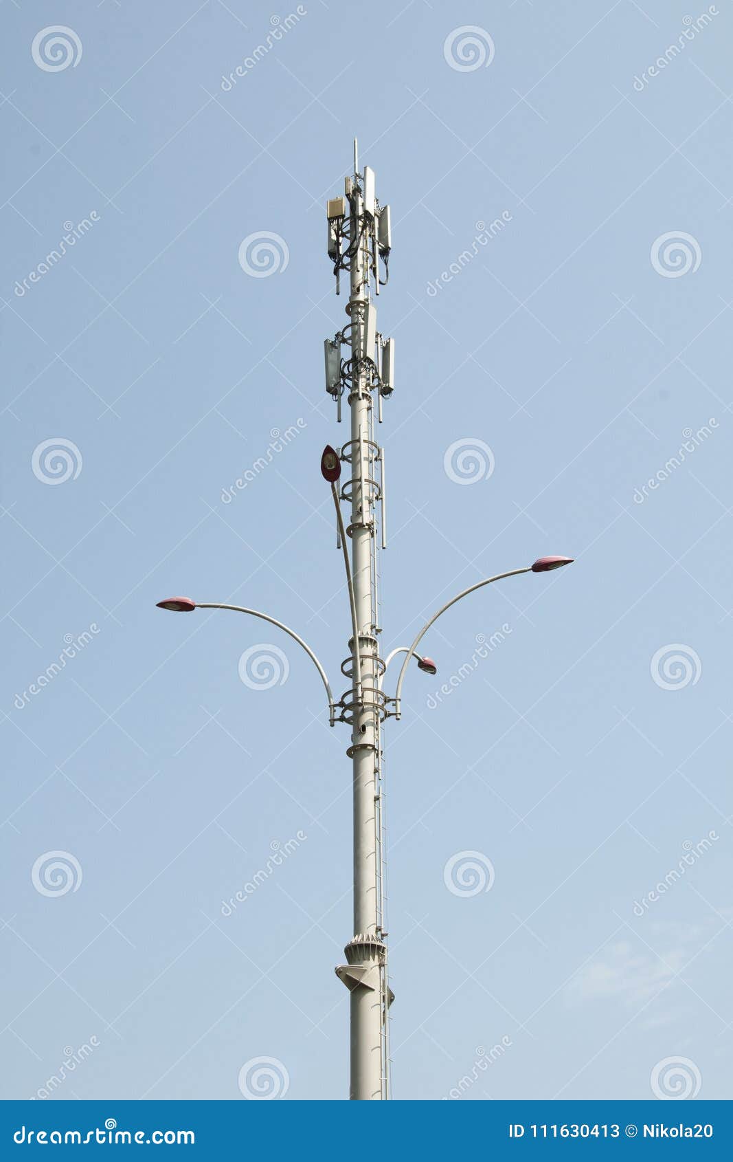 Telecommunications Repeater Tower Against a Clear Blue Sky. Editorial ...