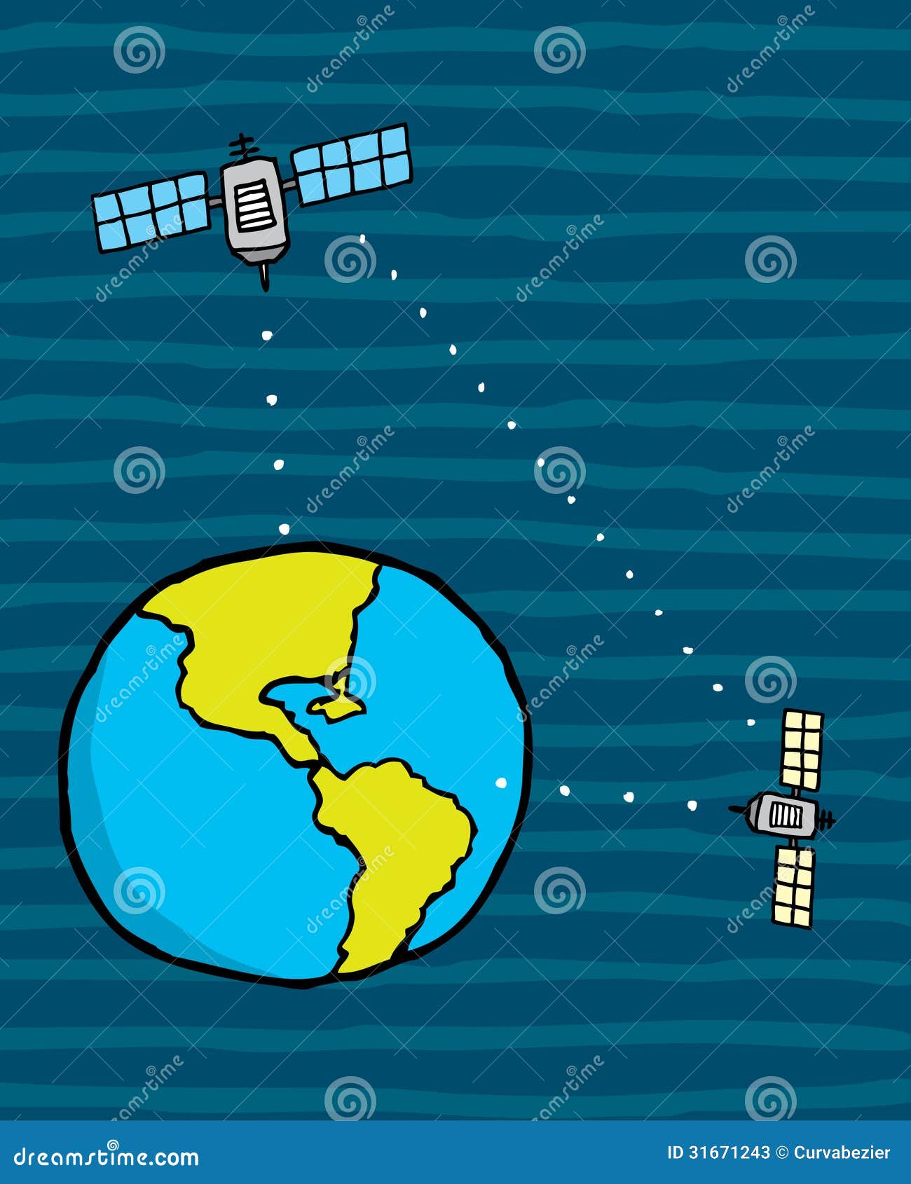 Telecommunications in Space Stock Illustration - Illustration of ...