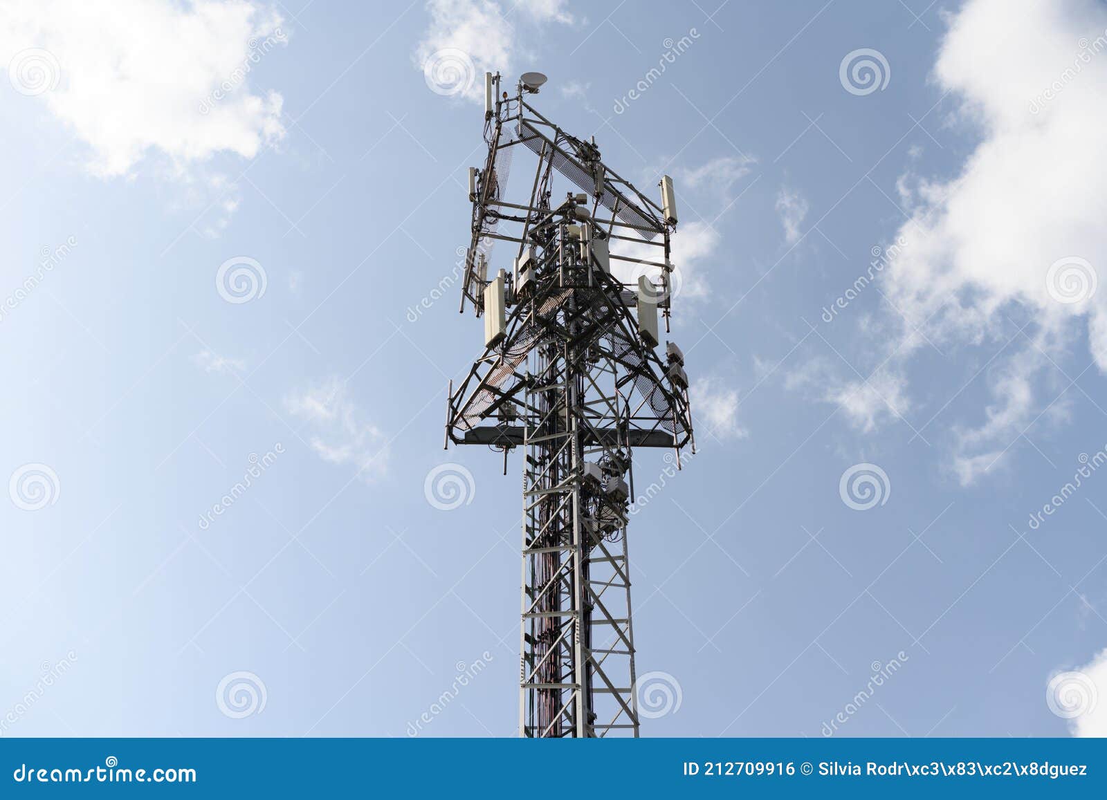 Telecommunications Tower with Antennas Stock Photo - Image of radiation ...