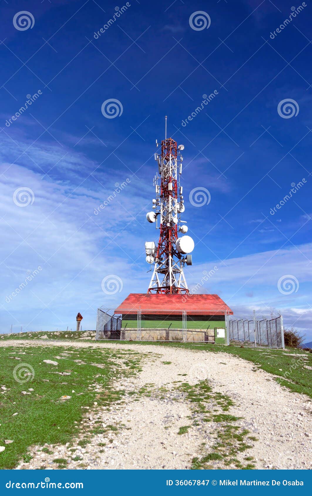 Telecommunications Tower Building Against Blue Sky Stock Image - Image ...