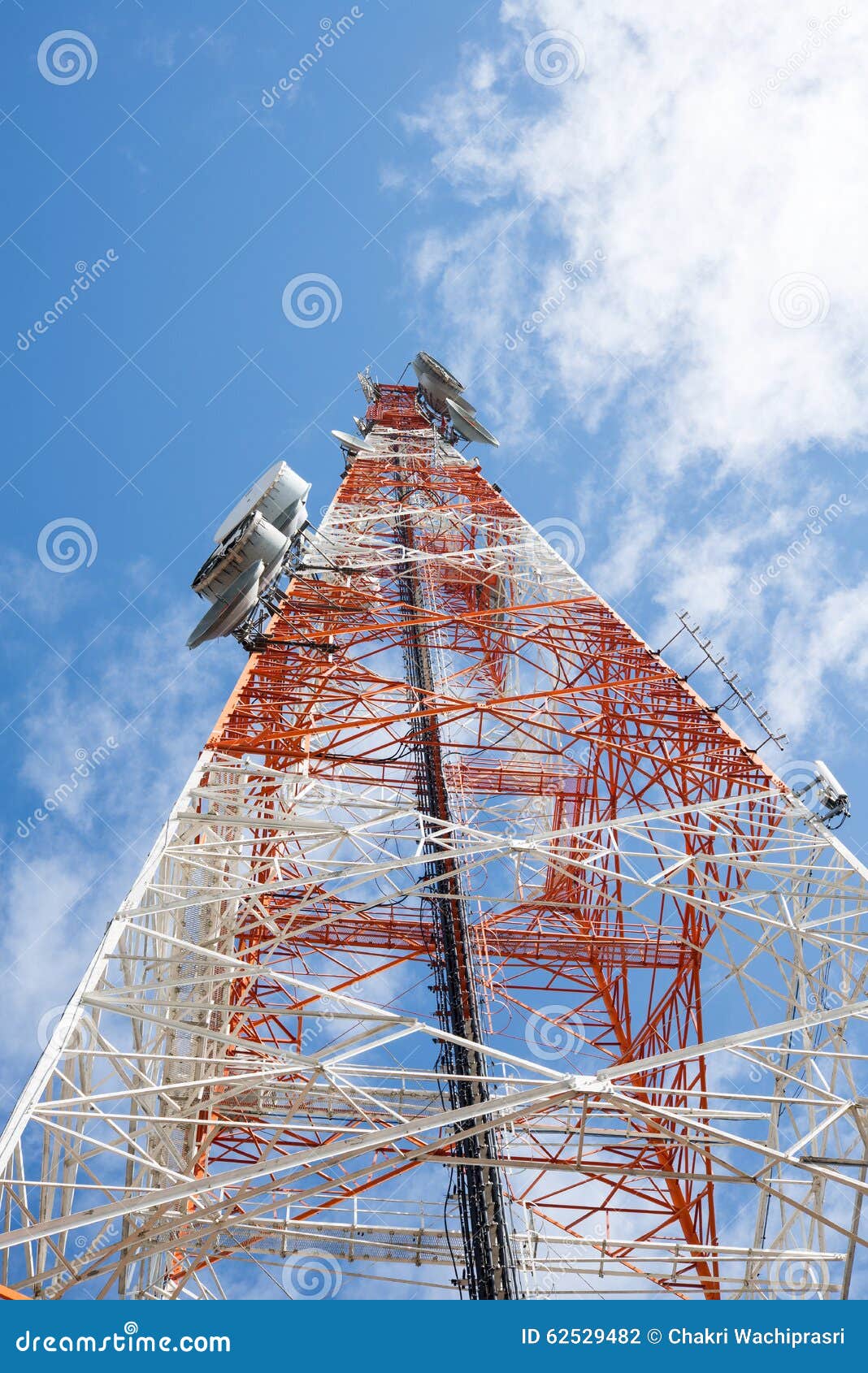 Telecommunications Tower with Clear Blue Sky Stock Photo - Image of ...