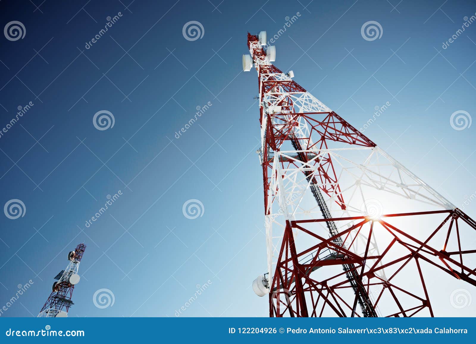 Telecommunications Tower View Stock Photo - Image of electricity ...