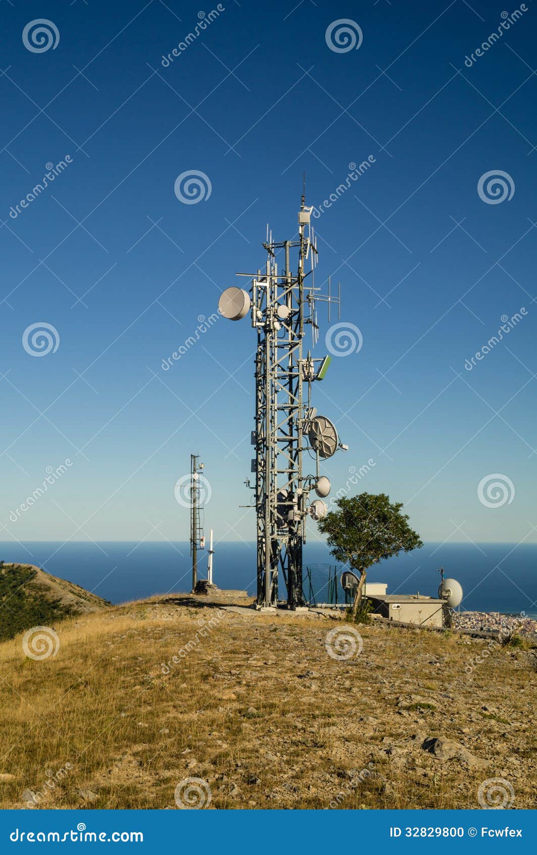 Telecommunications Tower Landscape Stock Photo - Image of industrial ...
