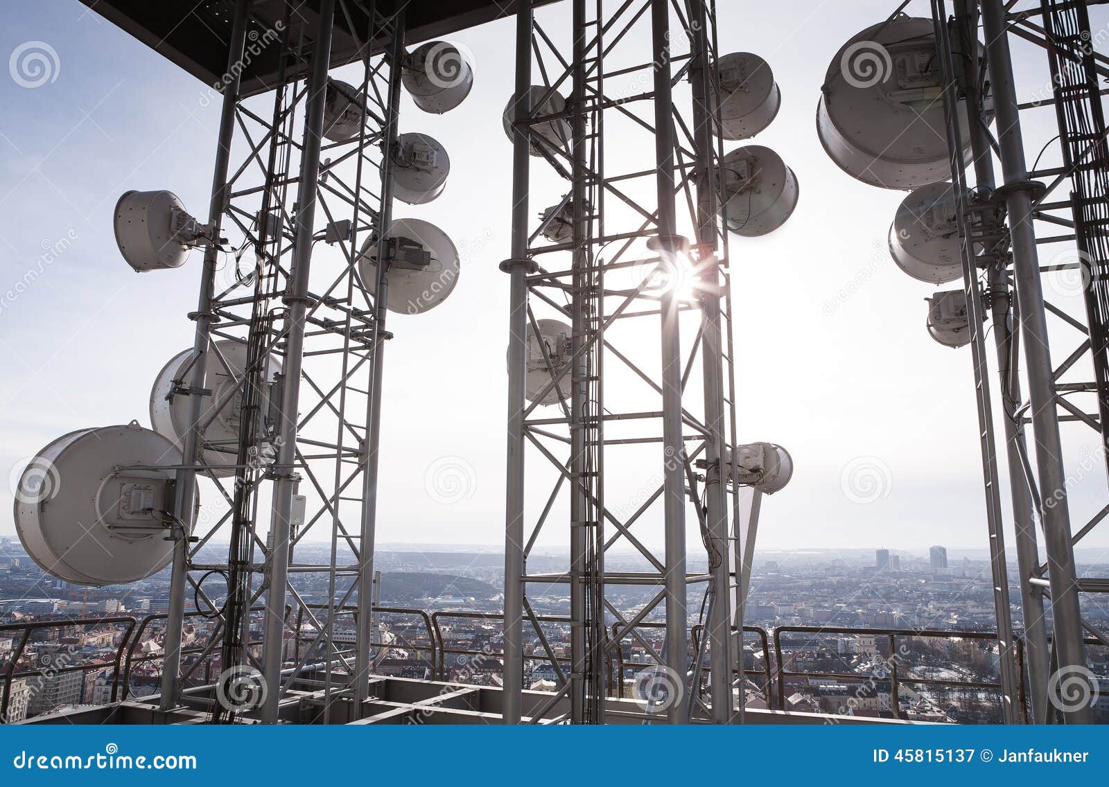 Telecommunications tower stock image. Image of radio - 45815137