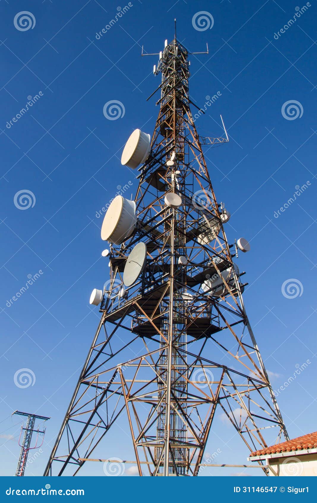 Telecommunications tower stock image. Image of engineering - 31146547
