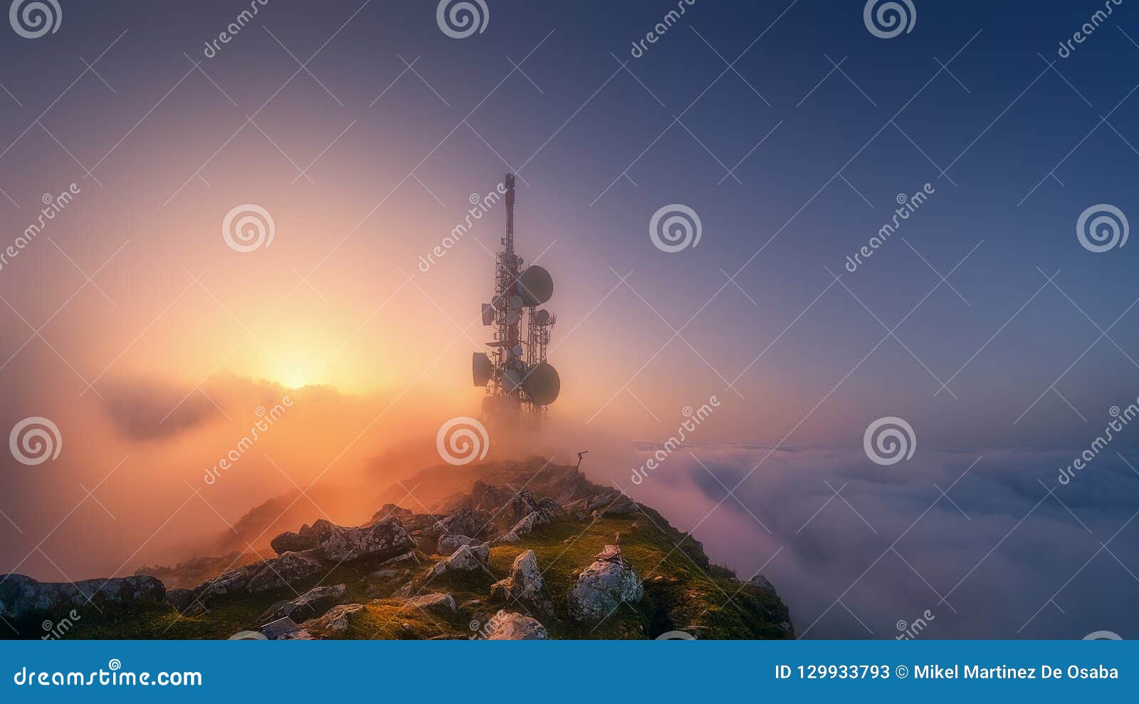 Telecommunications Tower on Mountain Top Stock Image - Image of ...