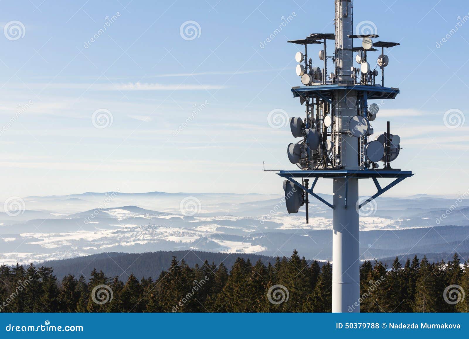 Telecommunications Tower with Parabolic Stock Photo - Image of ...