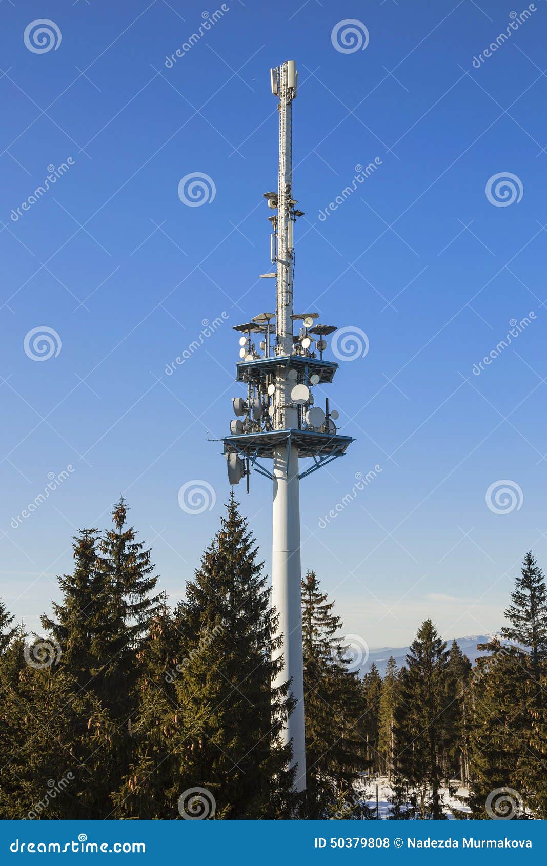 Telecommunications Tower with Parabolic Stock Photo - Image of radio ...